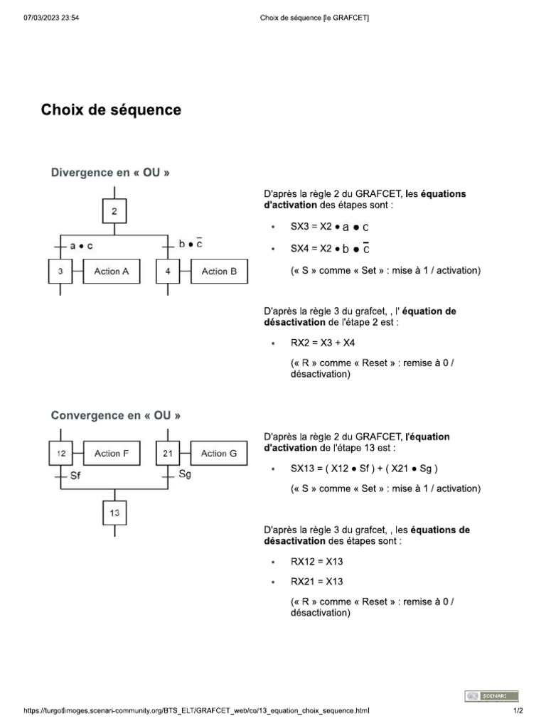 Choix de Séquence (Le GRAFCET) | PDF