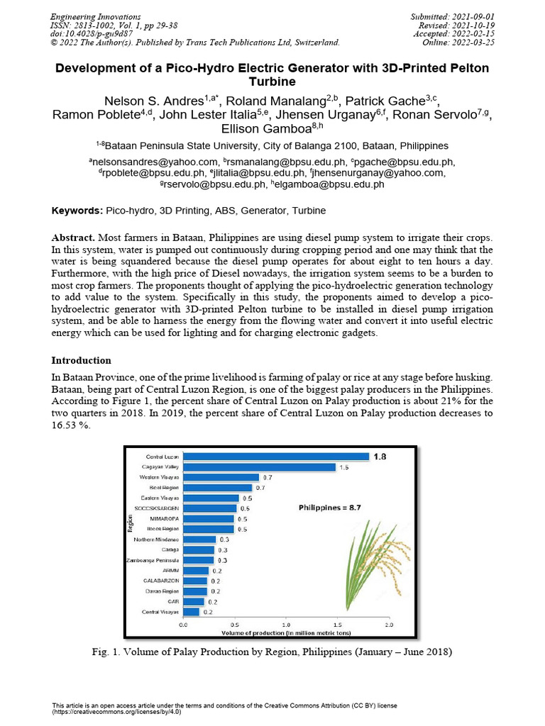 Development of A Pico-Hydro Electric Generator Wit | Download Free PDF ...