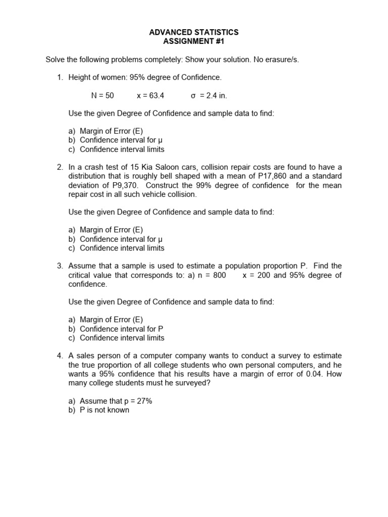 Advanced Statistics Assignment 1 | PDF | Teaching Methods & Materials ...