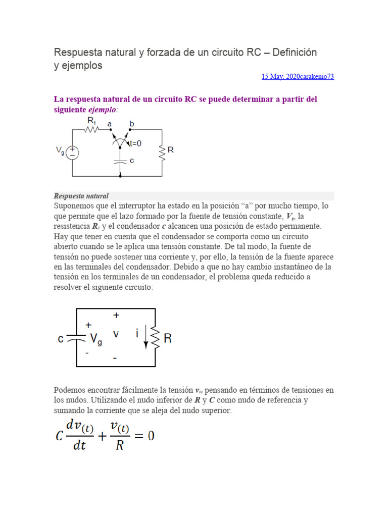 Respuesta de Circuito RC: Natural y Forzada | PDF