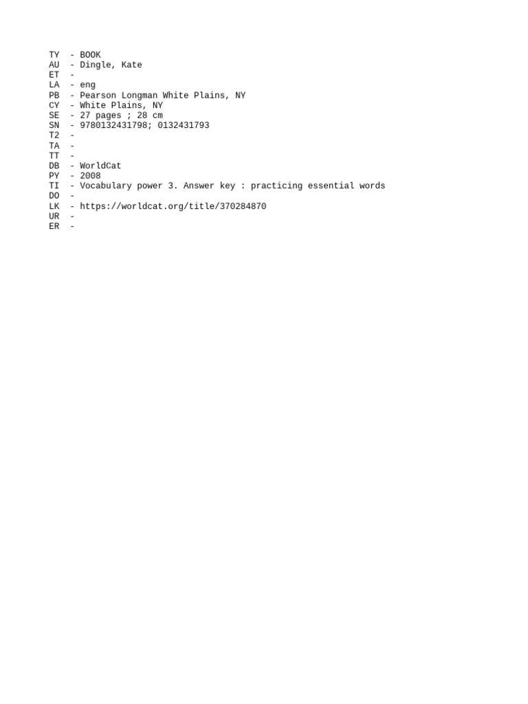 Vocabulary Power 3. Answer Key - Practicing Essential Words - Ris | PDF ...