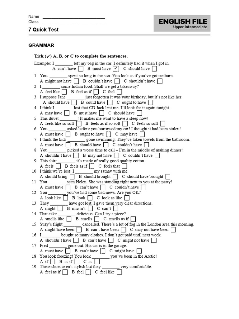 EF3e Uppint Quicktest 07 | PDF