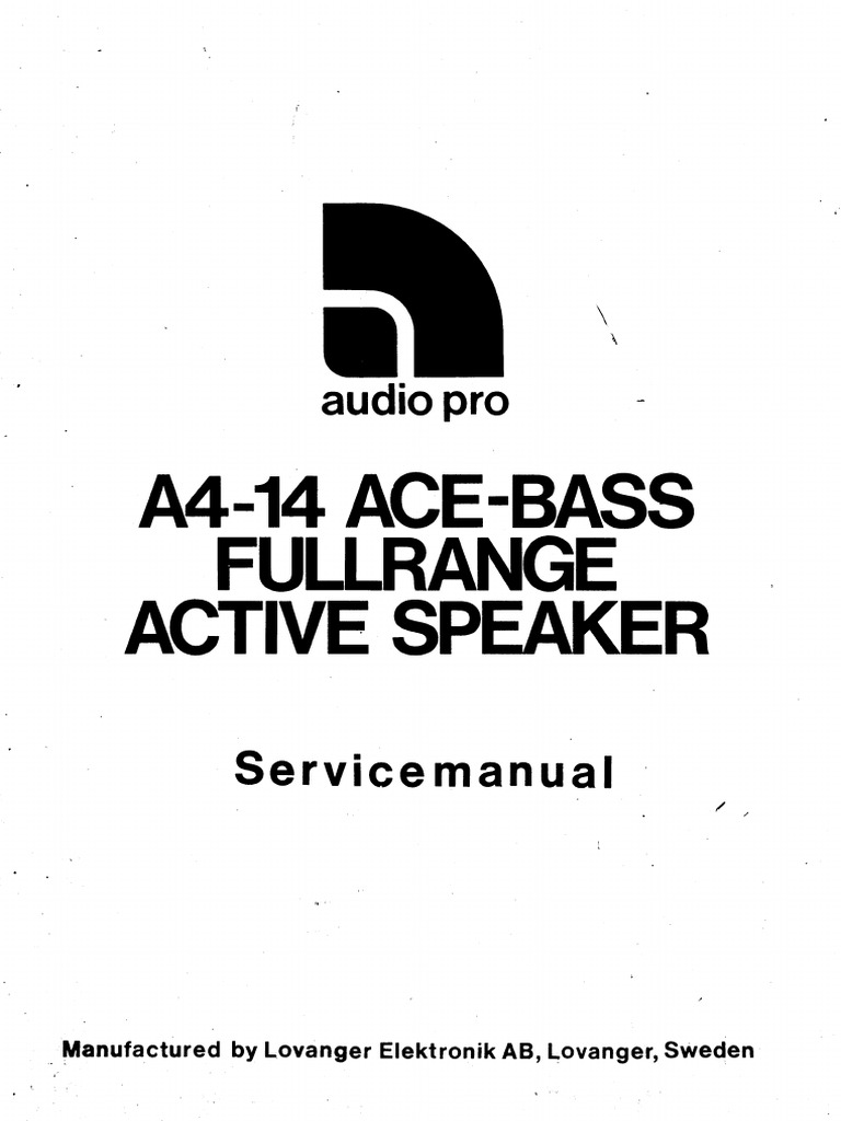 Audio Pro A4-14 (Vecchia Versione) SM | PDF