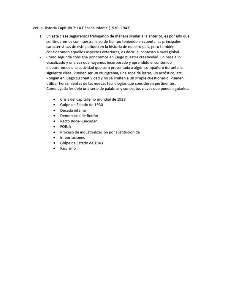 Década Infame: Historia y Actividades | PDF