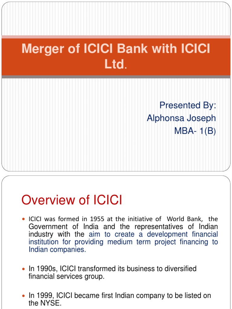 Merger of ICICI Bank With ICICI LTD | PDF | Mergers And Acquisitions ...