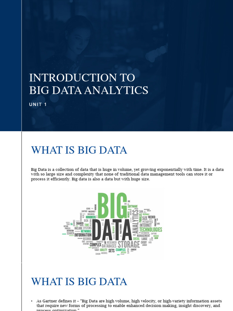 Big Data Analytics - Unit 1 | PDF | Analytics | Data Analysis