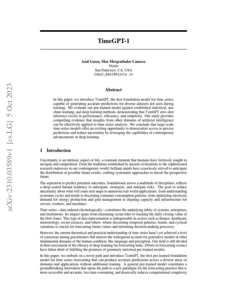 TimeGPT 1 2310.03589 | PDF
