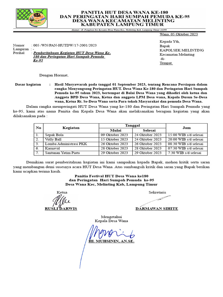 SURAT Tembusan KAPOLSEK | PDF