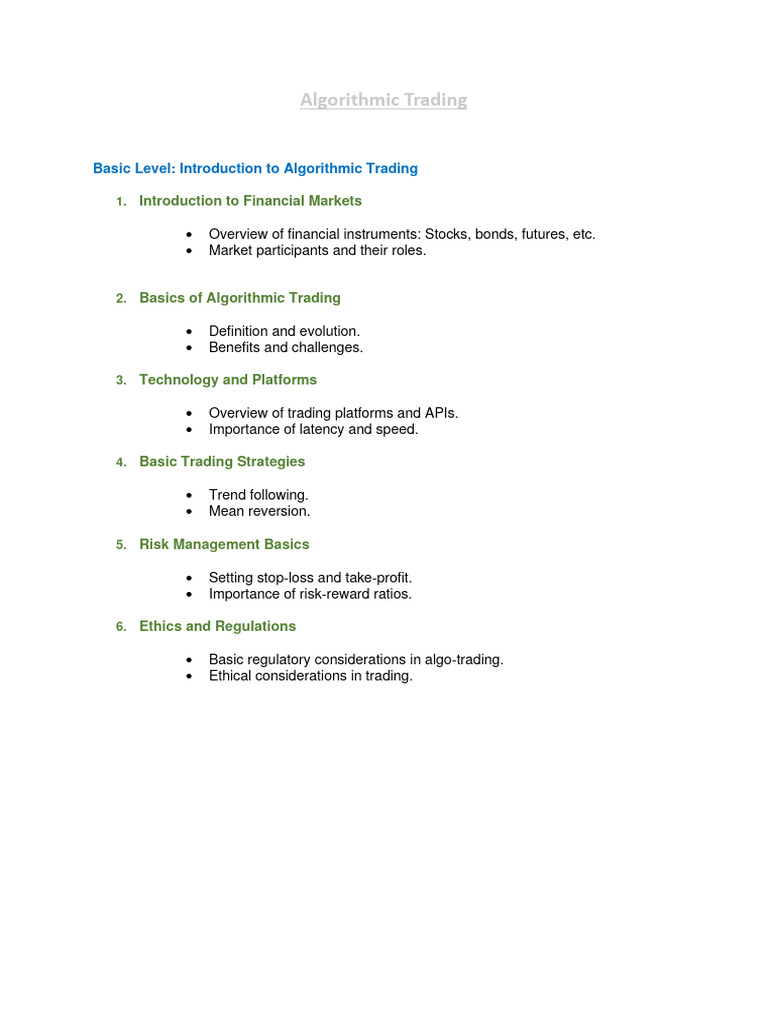 Algorithmic Trading | PDF | Finance & Money Management | Computers
