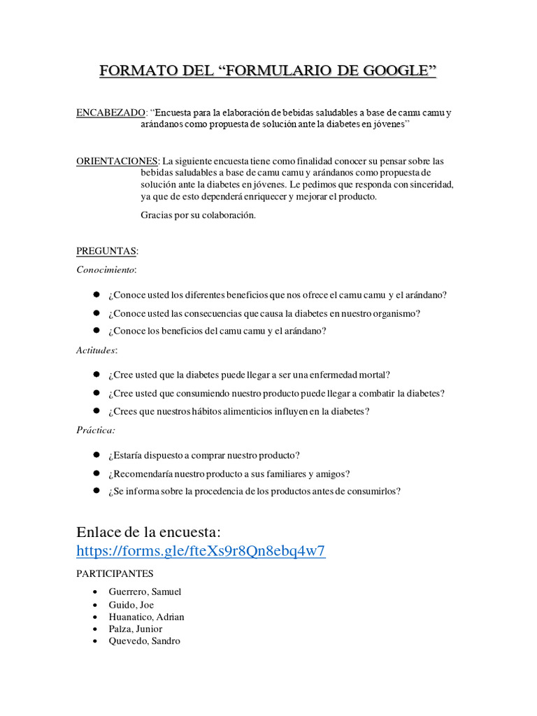 Formato Del Formulario de Google | PDF