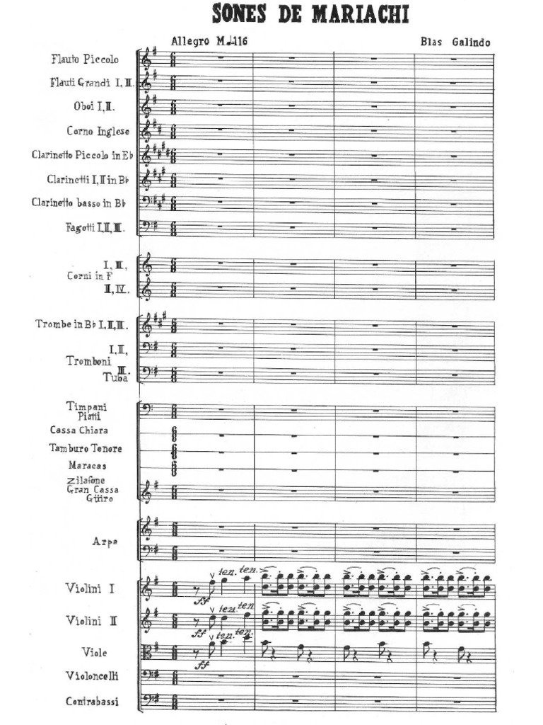 Blas Galindo - Sones de Mariachi para Gran Orquesta (Full Score) | PDF