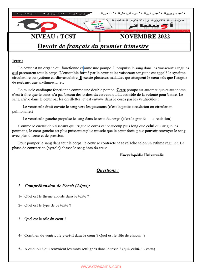 Dzexams 1as Francais 397962 | PDF