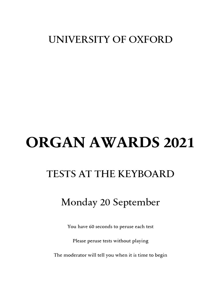 2021 Organ Award Keyboard Tests | PDF