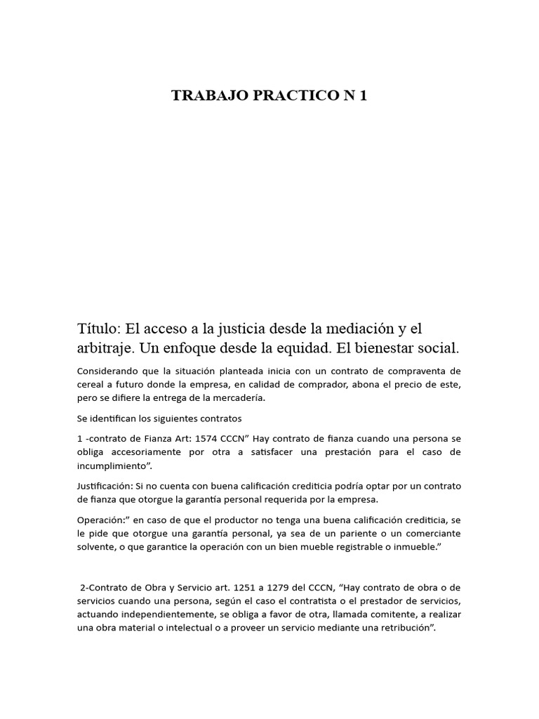 Trabajo Practico 1 Contrato de Empresas | PDF