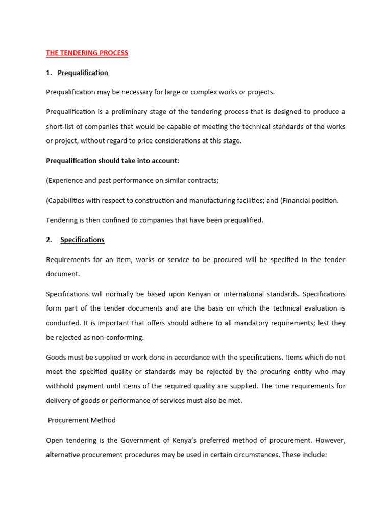 Tendering Process | PDF
