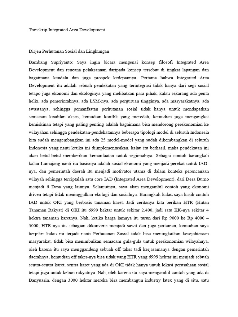 Transkrip Integrated Area Development | PDF