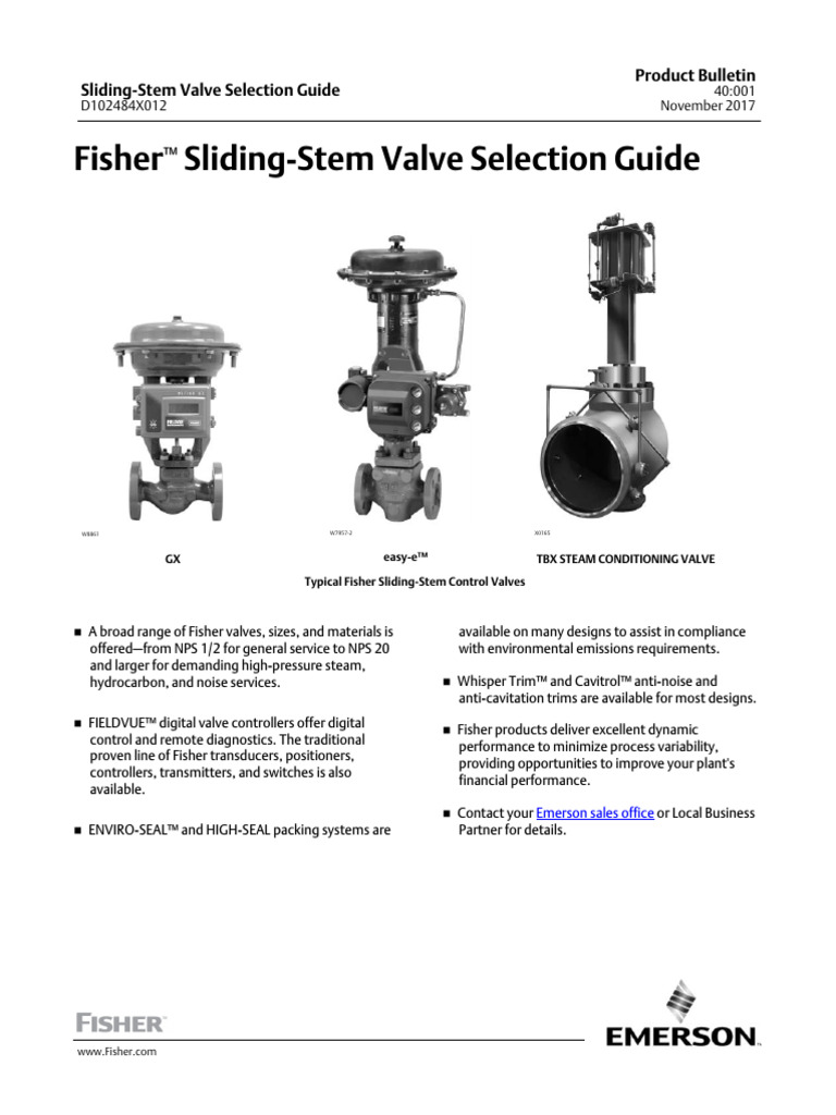 Product Bulletin Fisher Sliding Stem Valve Selection Guide en 126266 ...