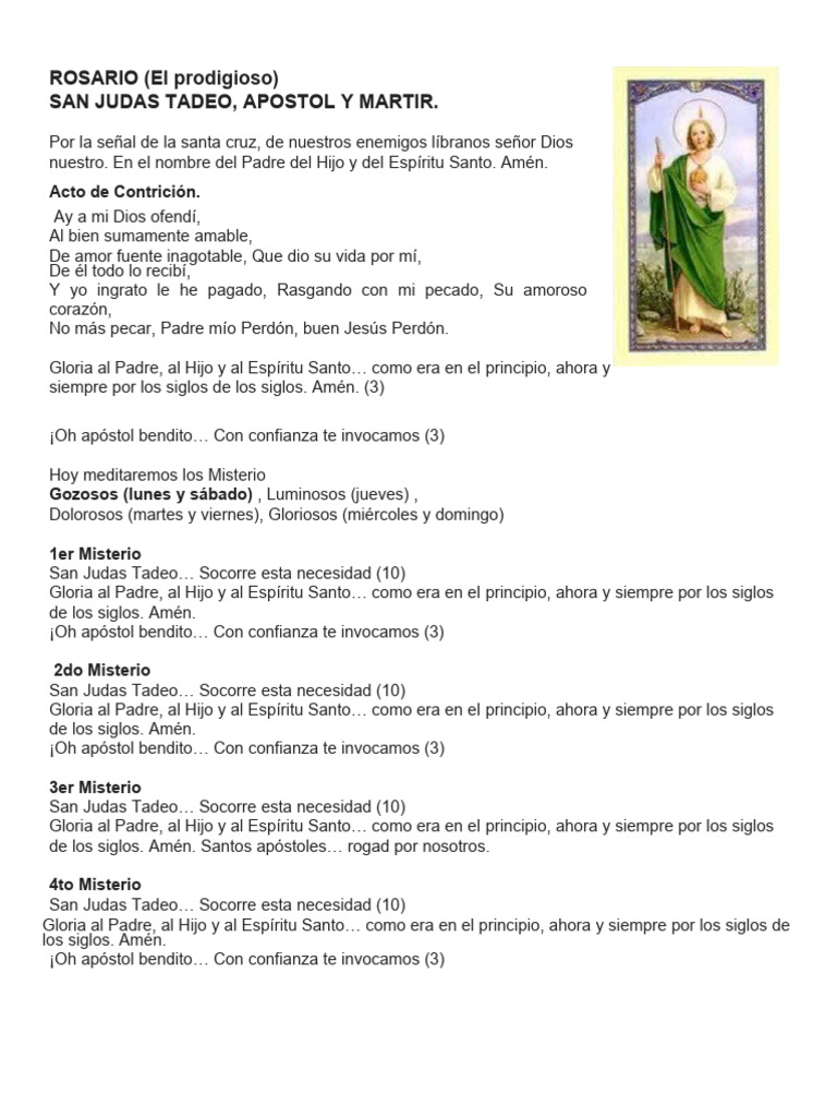 Rosario San Judas Tadeo | Descargar gratis PDF | María, madre de Jesús ...