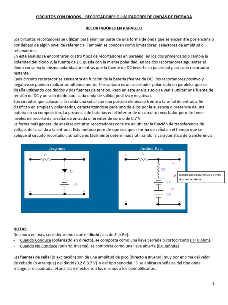 DIODOS - Circuitos Recortadores - Limitadores | PDF | Diodo | voltaje