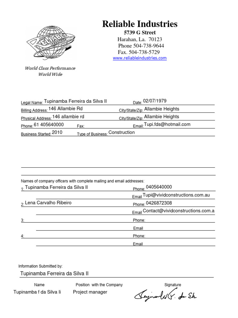 CUSTOMER INFORMATION REQUIRED - Fillable | PDF