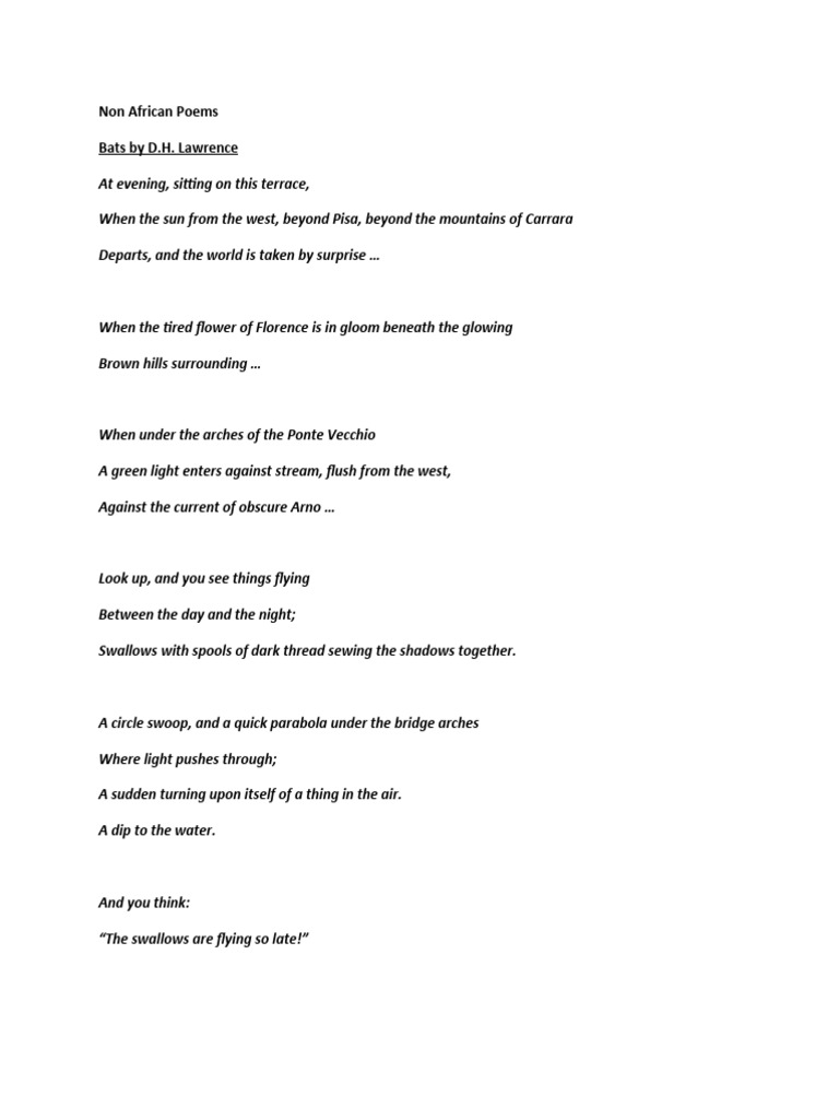 Non African Poems Analysis | PDF