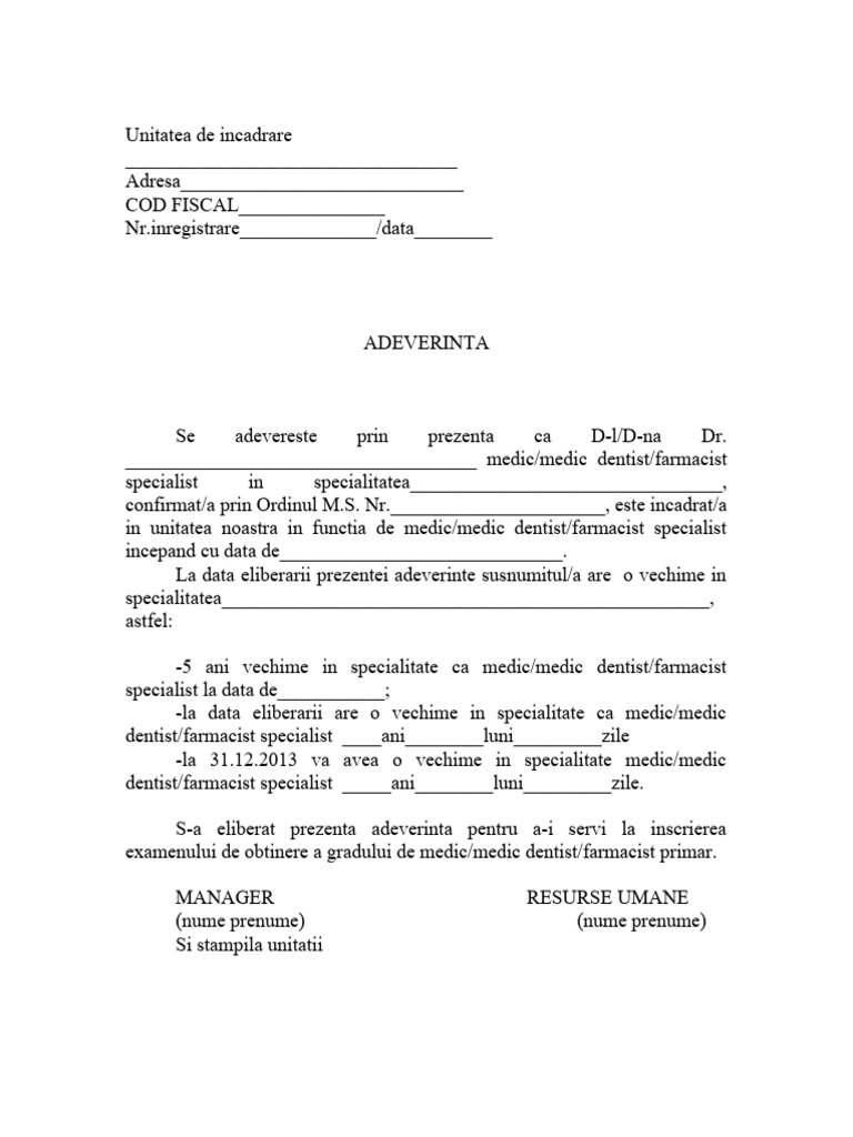 Model Adeverinta 2 | PDF