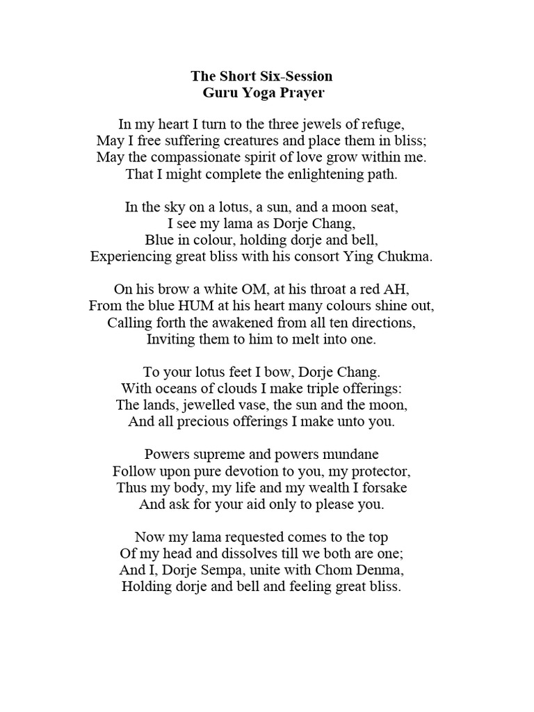 Short Six-Session Guru Yoga Prayer | PDF
