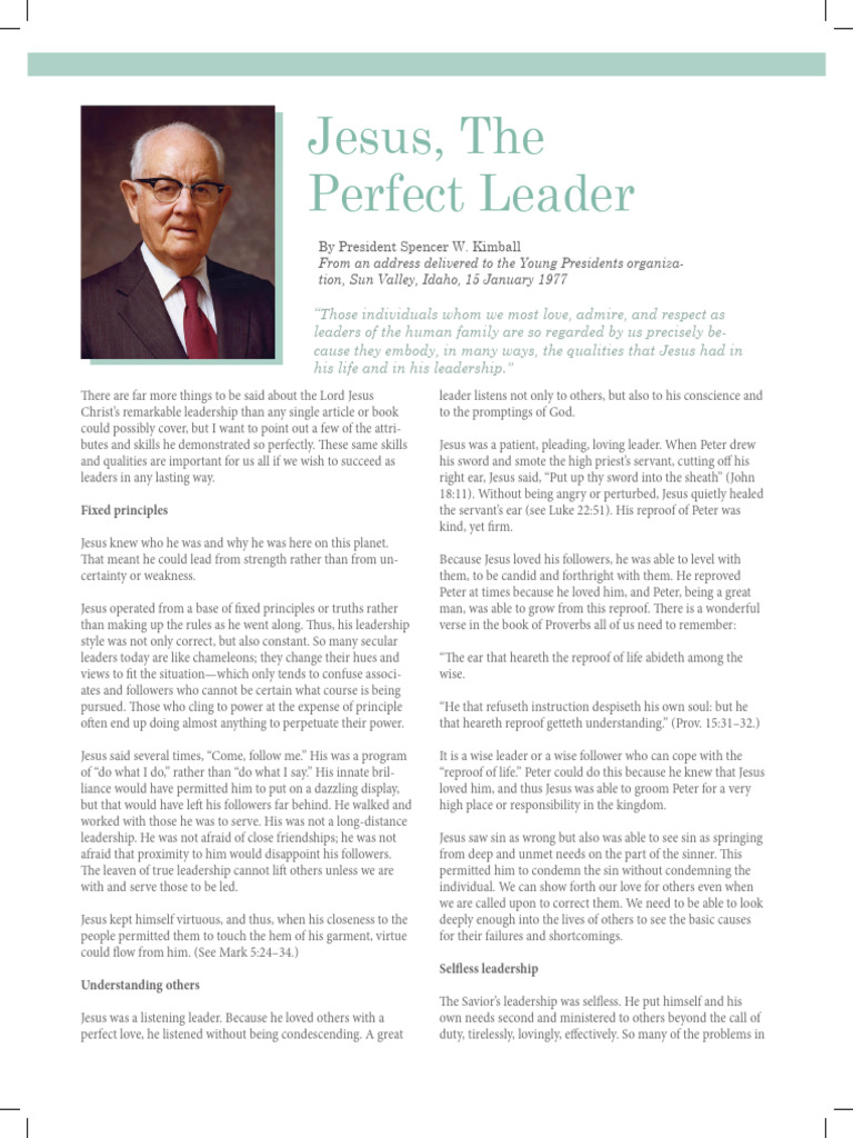 Jesus: The Model of Perfect Leadership | PDF | Jesus | Leadership