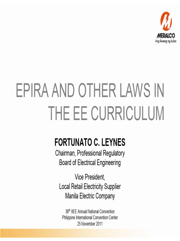 EPIRA and Othe EE Laws | PDF | Electric Power | Electricity