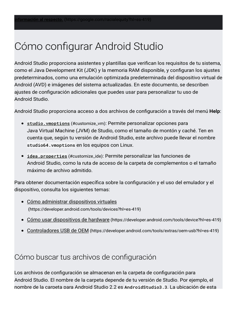 Cómo Configurar Android Studio - Desarrolladores de Android | PDF