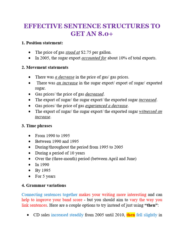 Guide To Writing Task 1 Structures and Vocab | PDF