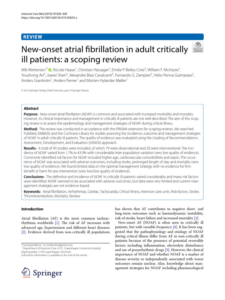 NOAF en Paciente Critico Revision | PDF | Intensive Care Medicine | Systematic Review