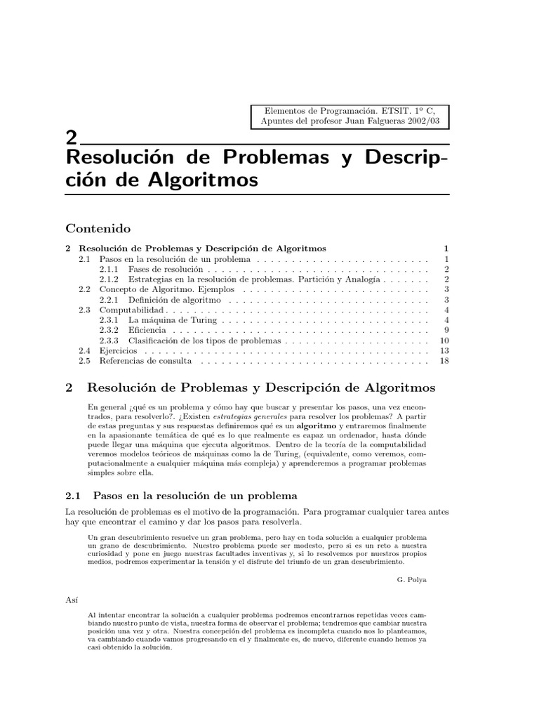 Resolucion de Problemas y Algoritmos | PDF | Teoría de la computabilidad | Algoritmos