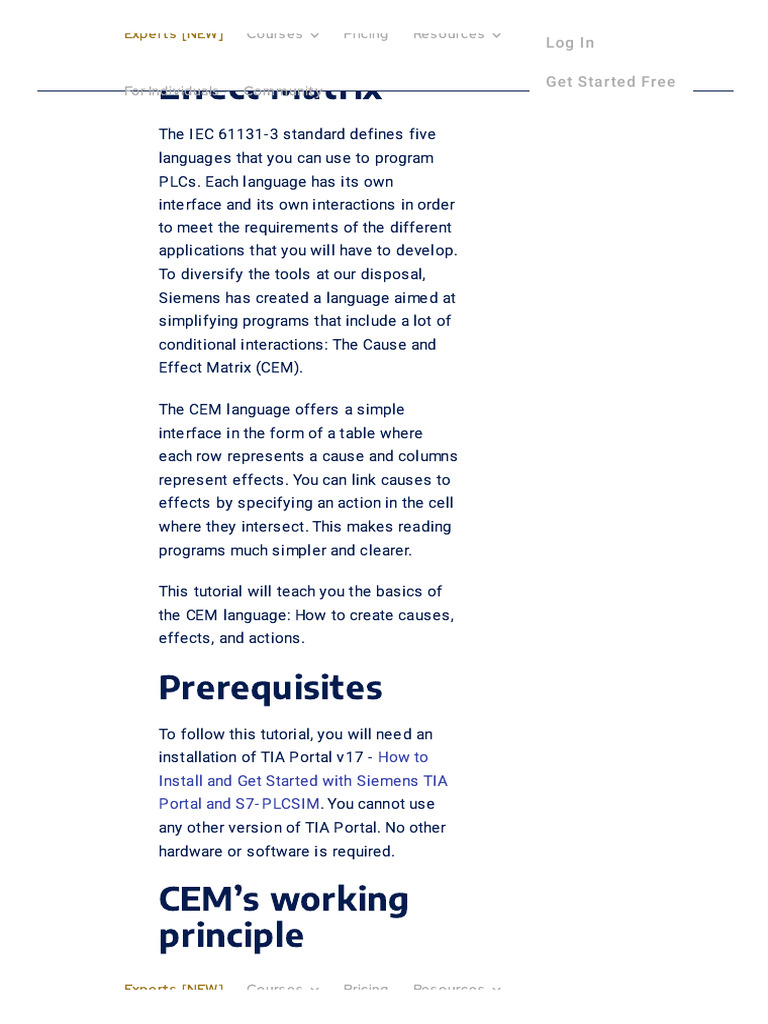 Siemens PLC Programming - An Introduction To The Cause and Effect ...