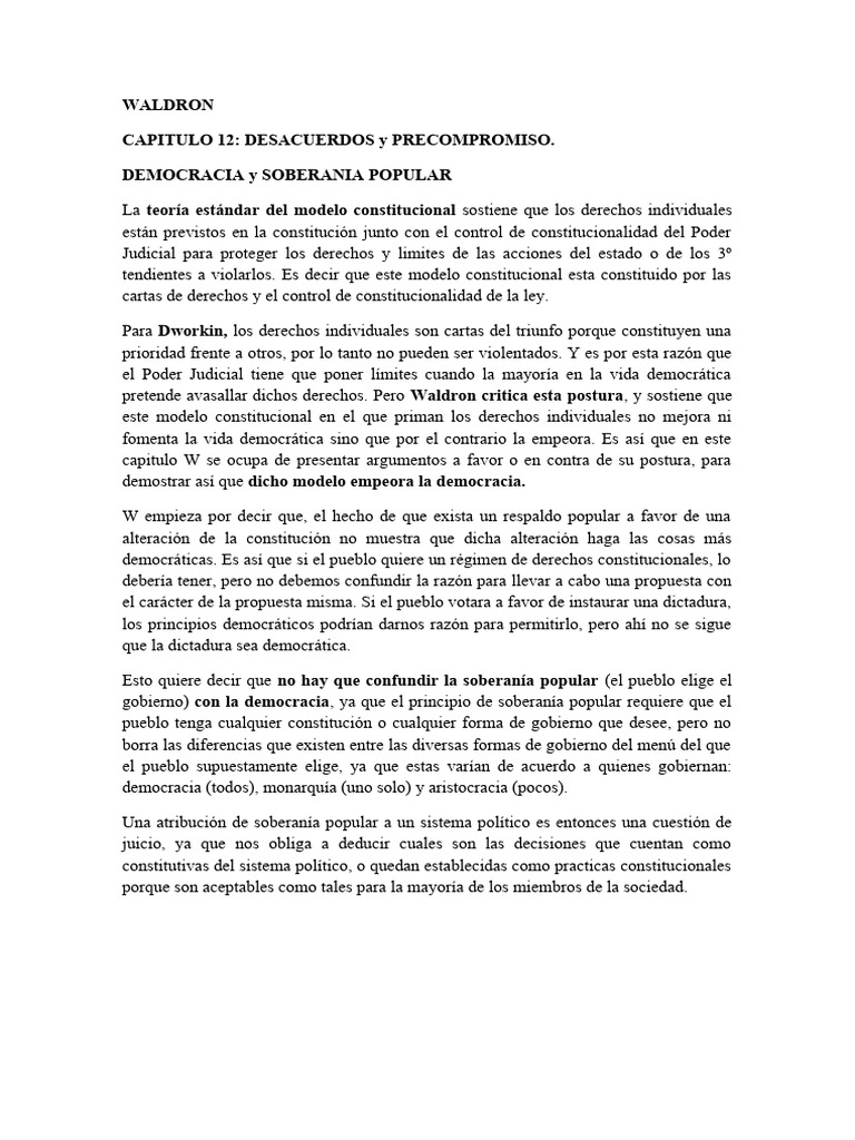 Waldron - Cap 12 | PDF | Democracia | Ideologías políticas