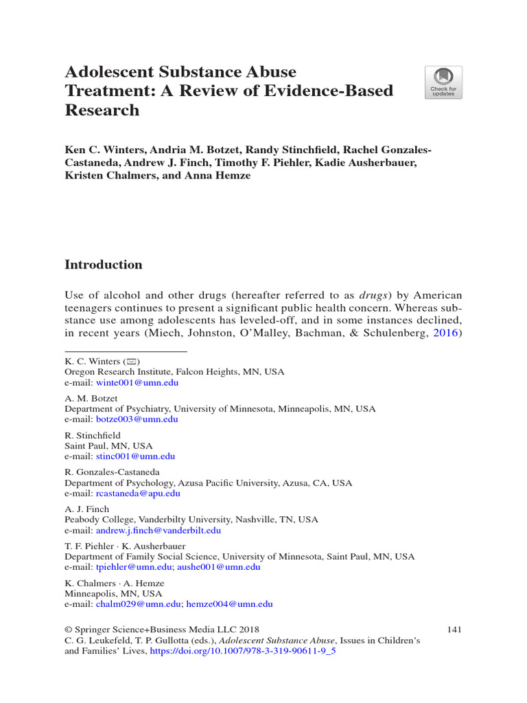 Winters 2018 | PDF | Cognitive Behavioral Therapy | Substance Abuse