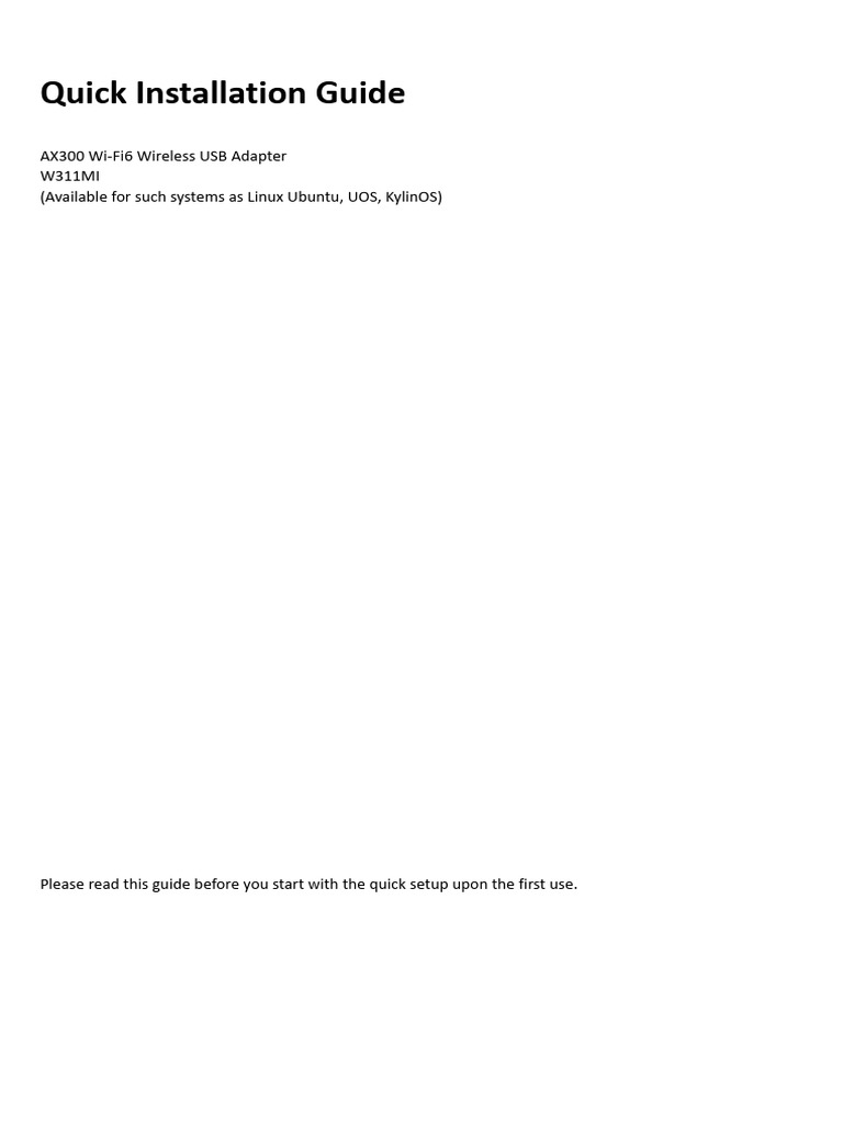 AX300 Quick Installation Guide | PDF | Device Driver | Usb