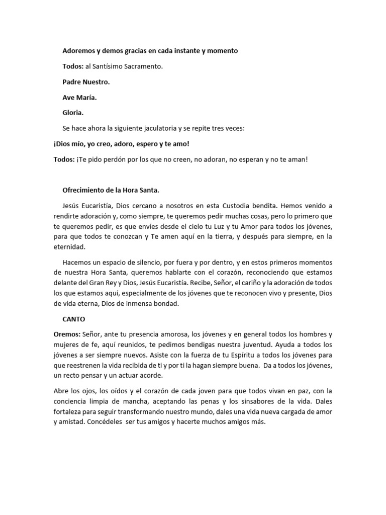 Adoración y Gratitud al Santísimo | PDF | Cocina, comidas y vino ...