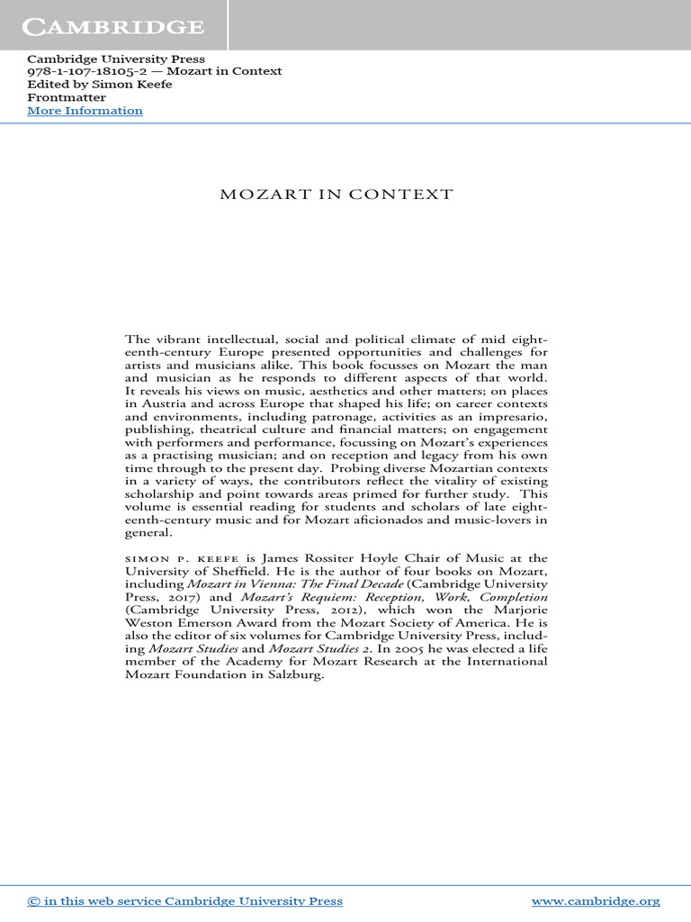 Keefe Ed 2019 Frontmatter | PDF | Wolfgang Amadeus Mozart