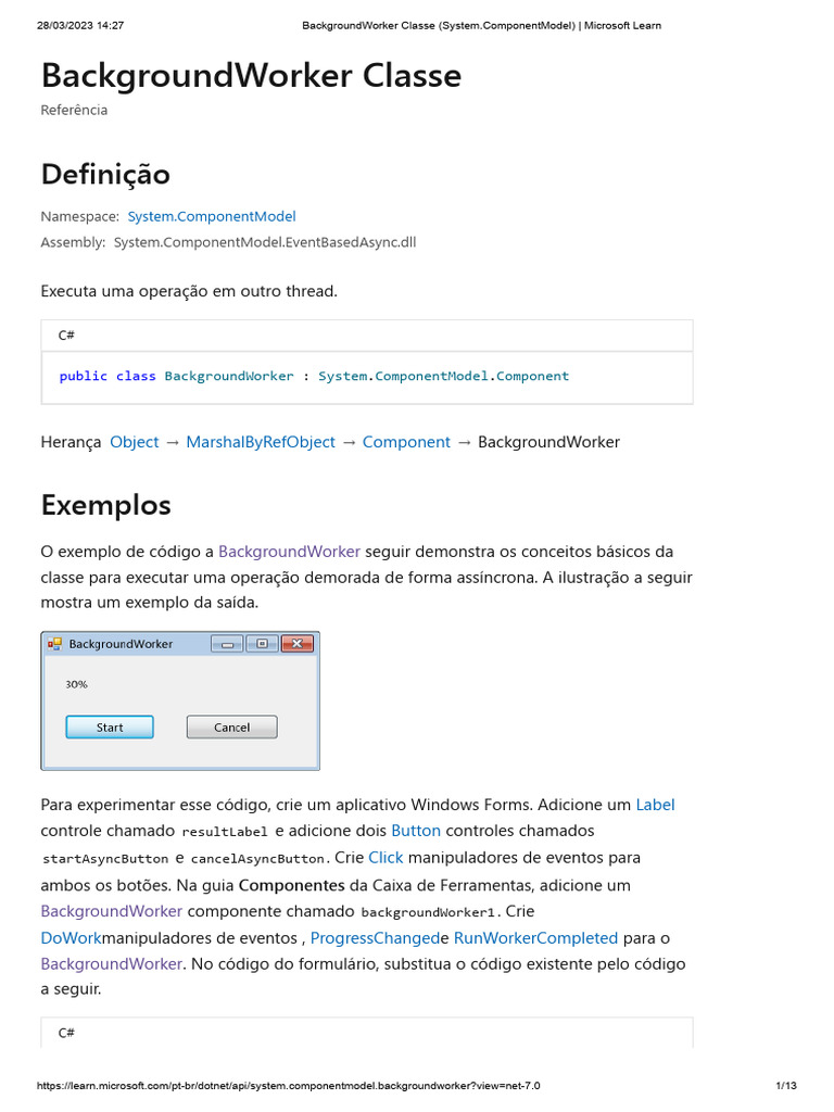 BackgroundWorker Classe (System - ComponentModel) | PDF | Computer Science | Computer Engineering
