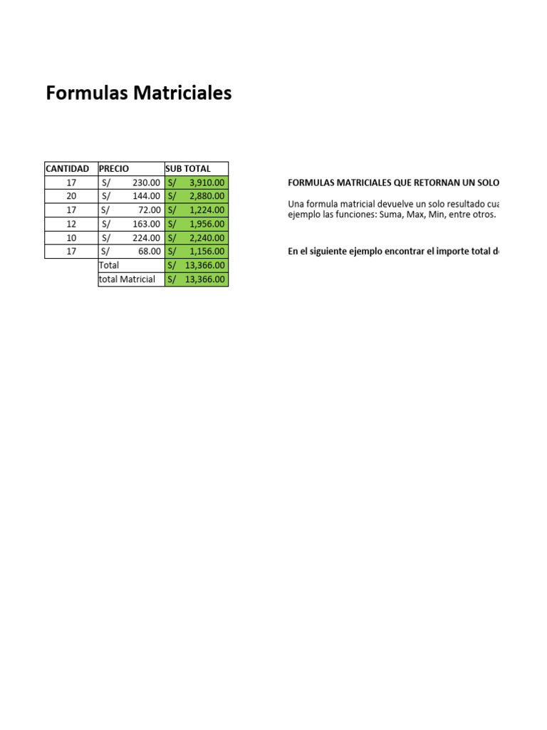 S11.s2 Fórmulas Matriciales Terminado | PDF | Ciencias de la Computación | Equipo de oficina
