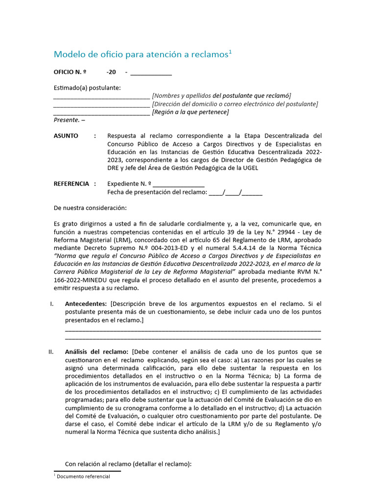 116926822166.modelo de Oficio para Atención A Reclamos | PDF | Gobierno | Justicia