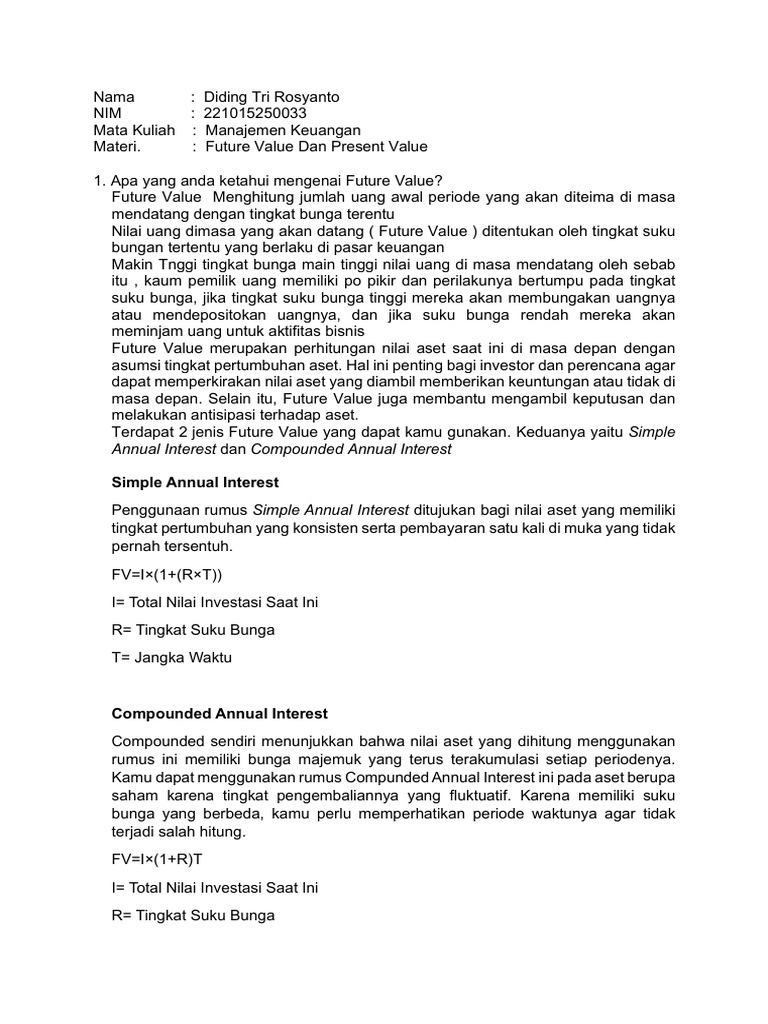 PErbedaan Future Value Dan Present Value Pert 4 | PDF | Hukum