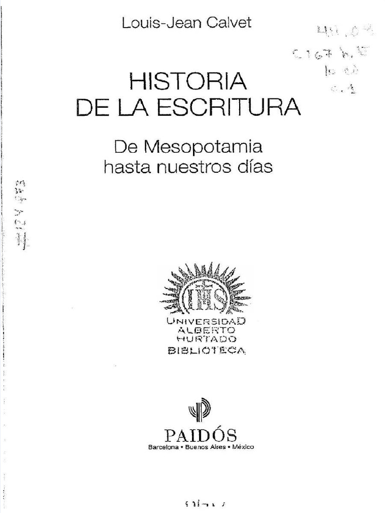 PDF Louis Jean Calvet Historia de La Escritura SUBRAYADO | PDF