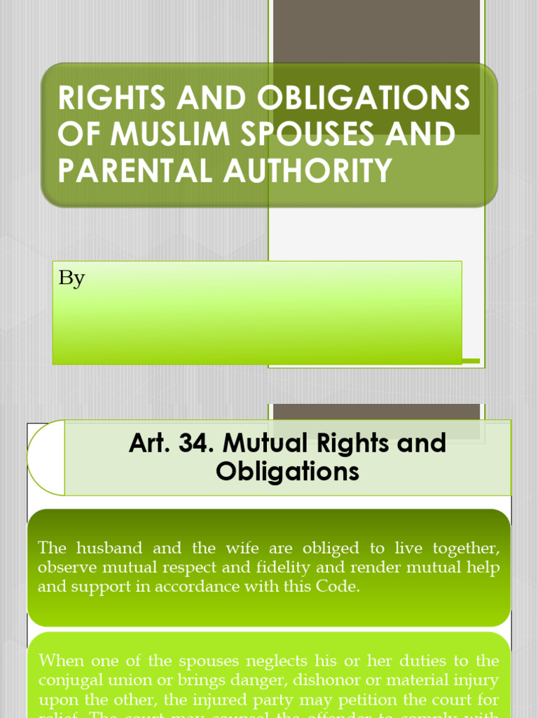 Muslim Spouses' Rights and Obligations | PDF | Husband | Marriage