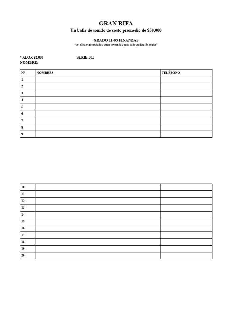 Gran Rifa | PDF | Cocina, comidas y vino