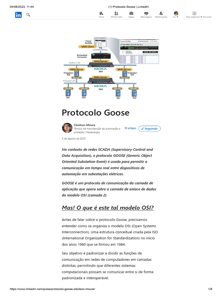 Protocolo Goose | PDF | Modelo OSI | Rede de computadores