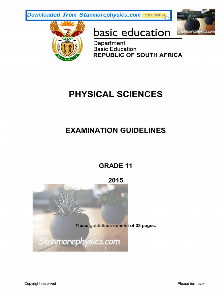 Physical Sciences GR 11 Exam Guidelines 2015 Eng | PDF
