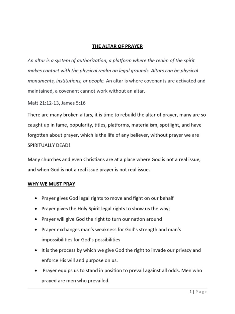 The Altar of Prayer | PDF | Altar | Prayer