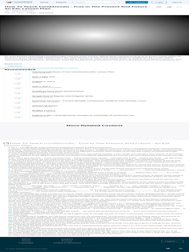 How To Teach Conditionals - True in The Present A | PDF